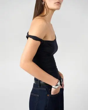 WeWoreWhat Twisted Off-the-shoulder Top - Black