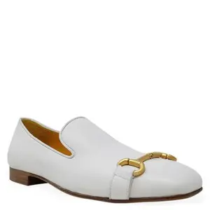 MADISON MAISON Square Toe Horsebit Loafer - White/gold
