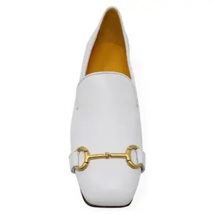 MADISON MAISON Square Toe Horsebit Loafer - White/gold