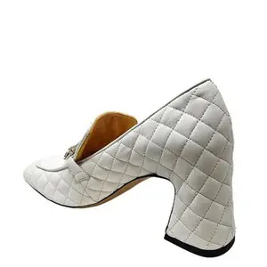 MADISON MAISON Md100 Quilted Jeweled Heel Loafer - White