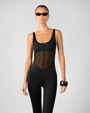 WeWoreWhat Spandex Sheer Panel Bodysuit
