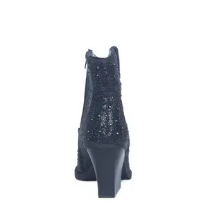 LAUREN LORRAINE Dale Rhinestone Ankle Boots - Black