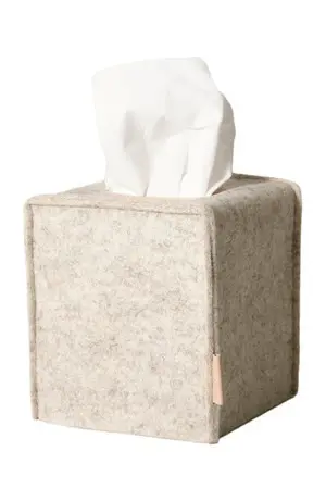 GRAF LANTZ Merino Wool Small Tissue Box Cover - Heather White Vachetta