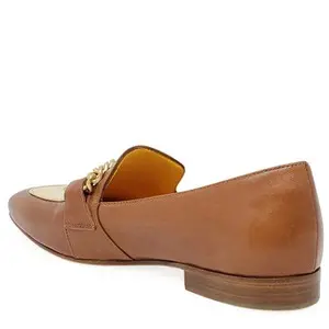 MADISON MAISON Flat Loafer With Chain Detailing - Tan/creame