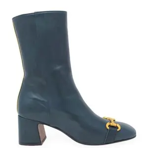 MADISON MAISON Back Stripe Horse Bit Buckle Boots - Teal
