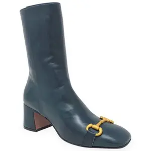 MADISON MAISON Back Stripe Horse Bit Buckle Boots - Teal