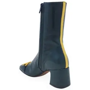 MADISON MAISON Back Stripe Horse Bit Buckle Boots - Teal