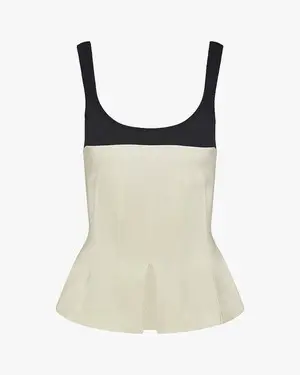 WeWoreWhat Paneled Corset With Mesh Straps - Ivory/black