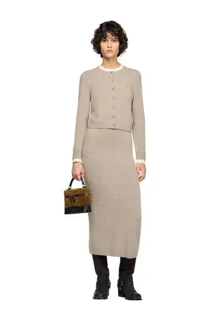 Sandro Tangolino Leather And Suede Vanity Bag - Camel