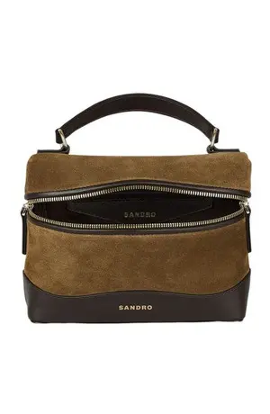 Sandro Tangolino Leather And Suede Vanity Bag - Camel