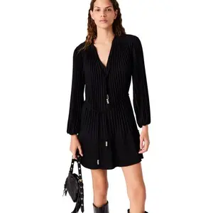 Maje Mini Pleated Dress - Black