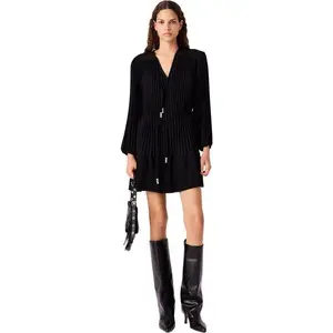 Maje Mini Pleated Dress - Black