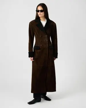 WeWoreWhat Double-breasted Suede Coat
