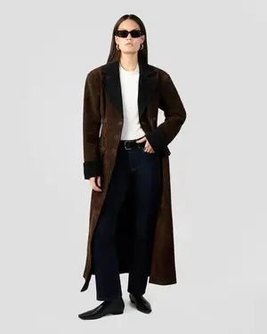 WeWoreWhat Double-breasted Suede Coat
