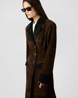 WeWoreWhat Double-breasted Suede Coat