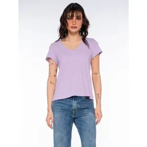 WILT CLOTHING Slim Deep V-neck Rib Back Tee - Mulberry