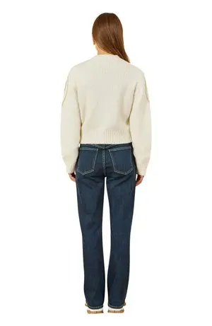 YUMI Hand-embroidered Floral Cardigan - Ivory