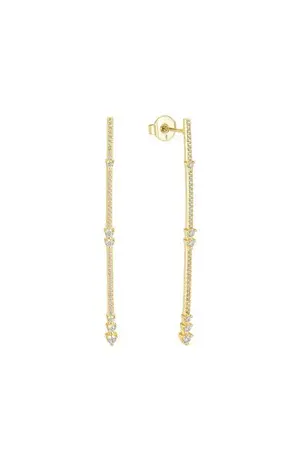 UNTAMED PETALS Eternity Pave Linear Drop Earrings - Gold