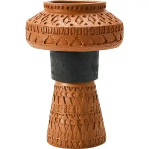 STORIED HOME Handmade Debossed Terra-cotta Vase - Terracotta
