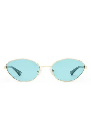 Le Specs Le Bebe 58mm Oval Sunglasses - Gold/aqua Mono