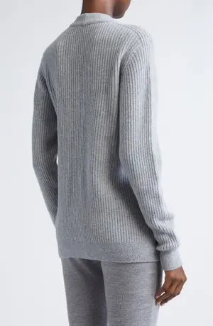 Balmain Button Detail Rib Cashmere & Virgin Wool Cardigan
