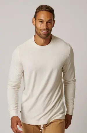 LEISURE LAB Long Sleeve Slub T-shirt - Cream