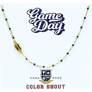 COLOR SHOUT Game Day Football Charm Necklace With Enamel Beads Navy