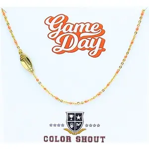 COLOR SHOUT Game Day Football Charm Necklace With Enamel Beads Orange