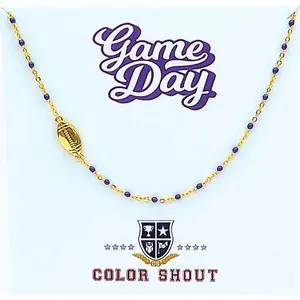 COLOR SHOUT Game Day Football Charm Necklace With Enamel Beads - Purple
