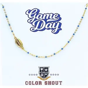 COLOR SHOUT Game Day Football Charm Necklace With Enamel Beads - Royal Blue