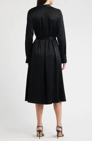Kobi Halperin Bambi Tie-waist Long-sleeve Satin Dress