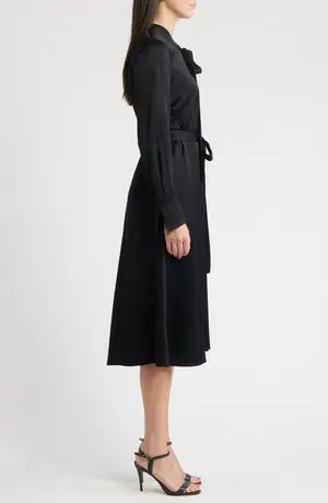 Kobi Halperin Bambi Tie-waist Long-sleeve Satin Dress