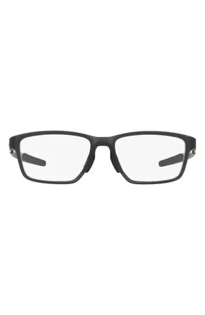 Oakley 55mm Rectangle Optical Glasses - Satin Grey Smoke/demo Lens