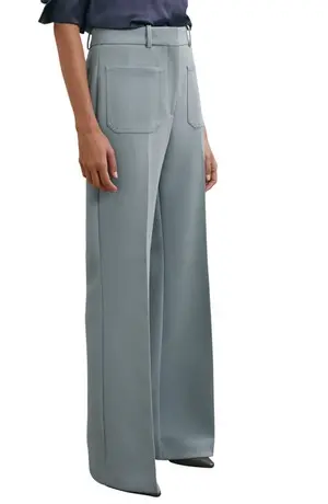 REISS Priya Patch Pocket Wide-leg Pants - Blue