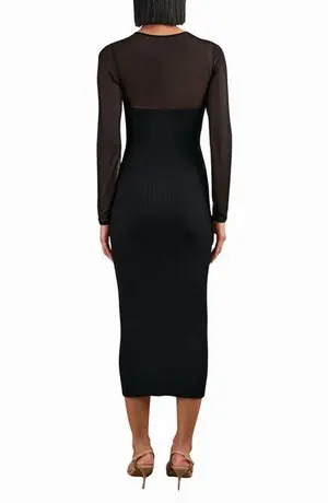 REISS Lila Mixed Media Long Sleeve Dress