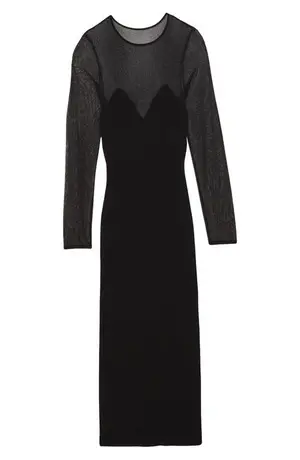 REISS Lila Mixed Media Long Sleeve Dress