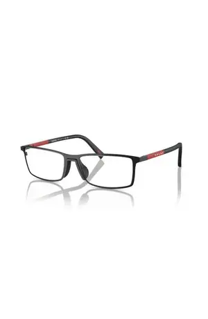 Prada Linea Rossa 53mm Rectangle Optical Glasses - Black