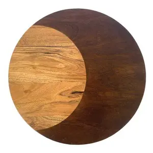 STORIED HOME Round Two-tone Wood Cheese And Cutting Board - Natural