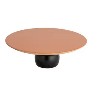 STORIED HOME Enameled Mango Wood Kitchen Pedestal - Brown