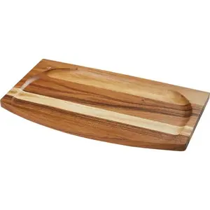 STORIED HOME Footed Wood Serving Tray With Raised Edge - Natural
