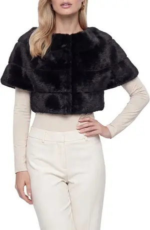 LYLA GRANT Fur-free Mink Capelet - Black