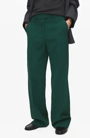 Mango Seamed Straight-leg Trousers - Green