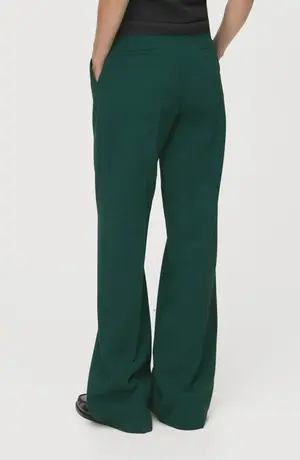 Mango Seamed Straight-leg Trousers - Green