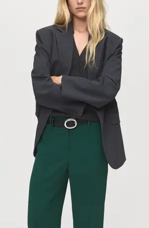 Mango Seamed Straight-leg Trousers - Green