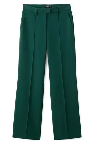 Mango Seamed Straight-leg Trousers - Green