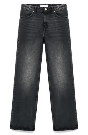 Mango Miami Straight Leg Jeans - Black Denim