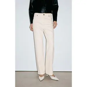 Mango Miami Straight Leg Jeans Ecru