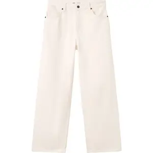 Mango Miami Straight Leg Jeans Ecru