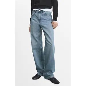 Mango Miami Straight Leg Jeans - Medium Blue