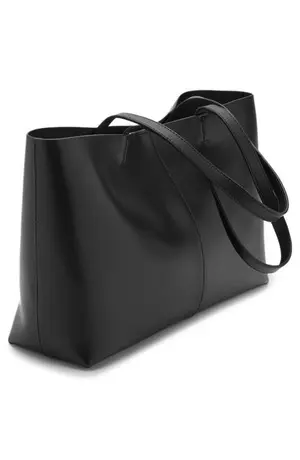Mango Faux Leather Shopper Tote - Black